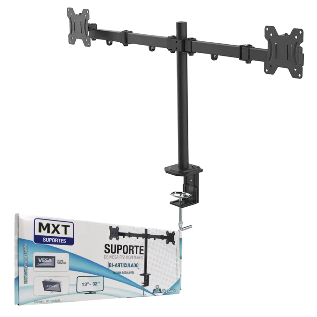 Suporte Bi-Articulado De Mesa Para 2 Monitores De 13"A 32",
